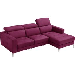 Ecksofa Egoitaliano "Matt, erstklassiger Sitzkomfort, aufwendige Detailverarbeitung, L-Form", pink (fuchsia), B:247cm H:100cm, Sofas, Ecksofa, mit verstellbaren Kopfteilen zum Relaxen