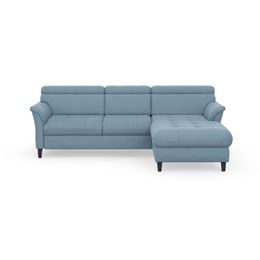 Sit & More Ecksofa SIT & MORE "Marano L-Form", blau (hellblau), B:257cm T:166cm, 98% Polyester, 2% Polyamid, Sofas, Ecksofa, inklusive Kopfteilverstellung, wahlweise mit Bettfunktion, Bettkasten