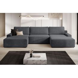Wohnlandschaft Trendmanufaktur "Challenge, Schlafsofa mit Bettkasten, Couch in U-Form, Breite 333 cm", grau (anthrazit), B:333cm H:98cm T:168cm, 100% Polyester, Sofas, Wohnlandschaft, XXL Sofa mit Bettkasten & Schlaffunktion, auch in trendigem Cordstoff