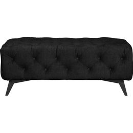 Polsterhocker Home Affaire "Glynis", grau (charcoal), B:120cm H:45cm T:80cm, Struktur (100% Polyester);Samtoptik (100% Polyester), Hocker, Polsterhocker, aufw&auml;ndige Knopfheftung, moderne Chesterfield Optik, Fu&szlig;farbe w&auml;hlbar