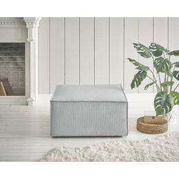 Hocker Home Affaire "SHERWOOD", grau (hellgrau), B:80cm H:42cm T:80cm, 100% Polyester, Hocker, Hocker, Hocker quadratisch, ideale Erg&auml;nzung zum Loveseat SHERWOOD
