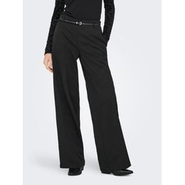 Stoffhose Only "ONLMALIKA LIFE MW BELT PANT TLR", Damen, Gr. 42, L&auml;nge 32, schwarz, Obermaterial: 92% Polyester, 8% Elasthan, unifarben, loose fit, Hosen Stoffhose