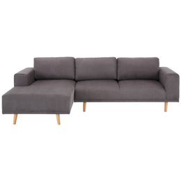 Ecksofa Home Affaire "Lasse L-Form", grau, B:273cm H:90cm T:167cm, Struktur fein( 100% Polyester);Filzoptik (100% Polyester);Luxus-Microfaser (100% Polyester), Sofas, Ecksofa, im scandinavischen Stil mit Holzf&uuml;&szlig;en