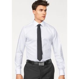 Langarmhemd Bruno Banani "Slim-fit", Herren, Gr. 43/44 (XL), D-Gr, wei&szlig;, Obermaterial: 97% Baumwolle, 3% Elasthan, unifarben, Basic, schmal normal, &Auml;rmel mit &Auml;rmelschlitz runde 2-Knopf-Manschette verstellbar, Hemden Langarmhemd, Formbest&auml;ndig durch Elastananteil