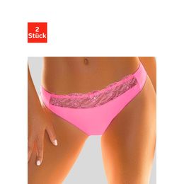 Slip Nuance, Damen, Gr. 48/50, 2 Stk., pink (pink, wei&szlig;), Obermaterial: 92% Polyester, 8% Elasthan, Unterhosen Slip, mit sch&ouml;ner Stickereispitze, Topseller