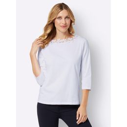 3/4-Arm-Shirt Classic Basics "3/4-Arm-Shirt", Damen, Gr. 48, wei&szlig;, 100% Baumwolle, Spitze:100% Polyester, unifarben, U-Boot-Ausschnitt, Shirts 3/4-Arm-Shirt