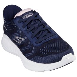 Slip-On Sneaker Skechers "GO WALK NOW-KHLOE", Damen, Gr. 35, blau (navy, wei&szlig;), Textil, Schuhe Slip-On Sneaker, Freizeitschuh mit Fersenkissen und Slip-ins Technologie, Topseller