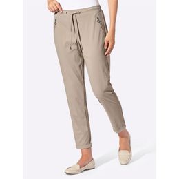 Schlupfhose Casual Looks, Damen, Gr. 50, Normalgr&ouml;&szlig;en, sesam, 94% Polyamid, 6% Elasthan, Hosen Schlupfhose