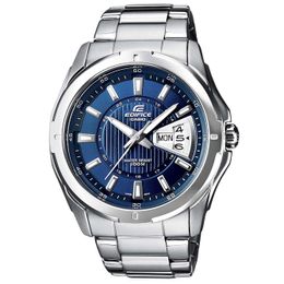 Quarzuhr CASIO EDIFICE, blau (silberfarben, blau), Armbanduhren, Herren, Quarzuhr, Armbanduhr, Herrenuhr, bis 10 bar wasserdicht, Datum, Wochentag, Topseller
