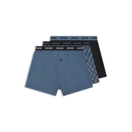 Webboxer HUGO UNDERWEAR "WOVEN BOXER TR", Herren, Gr. L (52), 3 Stk., open miscellaneous 964, Single Jersey, Obermaterial: 100% Baumwolle, k&ouml;rpernah, Unterhosen Webboxer, Webboxer mit HUGO Schriftzug