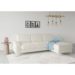 Sit & More Ecksofa SIT & MORE "Sinatra L-Form", beige (creme), B:258cm H:85cm T:170cm, 98% Polyester, 2% Polyamid, Sofas, Ecksofa, mit Recamiere, optinal mit Kopfteilverstellung und Armteilfunktion