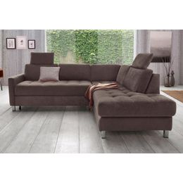 Sit & More Ecksofa SIT & MORE "Pablo L-Form", braun (dunkelbraun), B:233cm H:78cm T:196cm, Struktur fein (100% Polyester);Struktur (100% Polyester), Sofas, Ecksofa, wahlweise mit Bettfunktion