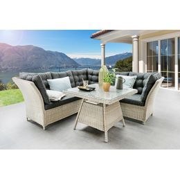 Garten-Essgruppe Destiny "PALMA", wei&szlig; (vintage wei&szlig;), B:215cm H:83cm T:215cm, Obermaterial: 100% Polyester. F&uuml;llung: 100% Polyurethan, Sitzm&ouml;bel-Sets, Garten-Essgruppe