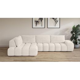 Ecksofa OTTO HOME "AZITA L-Form, XXL 352 cm Designsofa in Bubble-Opitk", beige (creme), B:352cm H:72cm T:210cm, 100% Polyester, Sofas, Ecksofa, lose R&uuml;ckenkissen, traumhafte Steppung