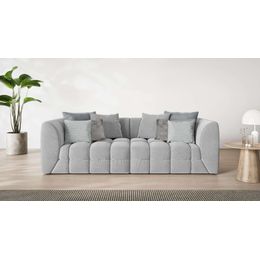 Big-Sofa s.Oliver "COBBO 3-Sitzer Design-Sofa Bubble-Optik, Ma&szlig;e B/T/H: 259/126/104 cm", grau, B:259cm H:104cm T:126cm, 100% Polyester, Sofas, Big-Sofa, mit vielen Kissen, moderne Steppung und hoher Sitzkomfort