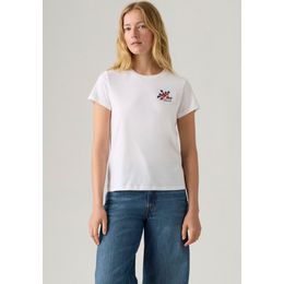 Levi's T-Shirt LEVI'S "THE PERFECT TEE", Damen, Gr. S (36), wei&szlig; (vicky floral wei&szlig;), Single Jersey, Obermaterial: 100% Baumwolle, normal, Rundhals, abgesteppt, Shirts T-Shirt, mit Batwing-Logoprint