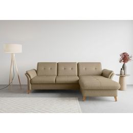 Sit & More Ecksofa SIT & MORE "G&ouml;teborg", beige, B:268cm H:90cm T:176cm, Sofas, Ecksofa, Sitztiefenverstellung und Federkern, wahlweise mit Bettfunktion