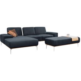 Ecksofa W.Schillig "run, Designsofa mit tollem Sitzkomfort, L-Form", blau (blau z73), B:279cm H:88cm T:178cm, Longlife Xtra-Leder Z73: Naturwalkleder der Luxusklasse aus den erlesensten Rohh&auml;uten. Hautst&auml;rke 1, 1 &ndash; 1, 3 mm;ROHLEDER Jacquard-Flachgewebe Q2 W60 (63% Polyester, 37% Polyacryl);ROHLEDER Chenille-Flachgewebe Q2 W77 (68% Polyacryl, 32% Polyester);Stoff S37 (100% Polyester), Sofas, Ecksof