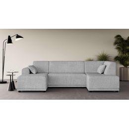 Wohnlandschaft Home Affaire "TAMMO", grau (hellgrau), B:296cm H:80cm T:162cm, 100% Polyester, Sofas, Wohnlandschaft, U-Form