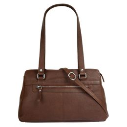 Umh&auml;ngetasche Betty Barclay, Damen, Gr. B/H/T: 33cm x 20cm x 12cm onesize, braun (cognac), Leder, leicht gl&auml;nzend, Taschen Umh&auml;ngetasche, echt Leder
