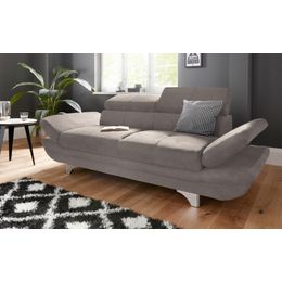 2-Sitzer COTTA "Enterprise", grau (elefant), B:218cm H:75cm T:104cm, Struktur (100% Polyester );Chenille (90% Polyester; 10% Polyamid ), Sofas, 2-Sitzer, Big-Sofa, mit Armteilverstellung & Kopfteilverstellung