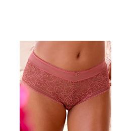 Panty Lascana, Damen, Gr. 40/42, braun (kastanie), Spitze, Obermaterial: 89% Polyamid, 11% Elasthan, Unterhosen Panty, aus blumiger Jacquardspitze mit h&uuml;bschem Accessoire