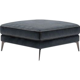 Sitzhocker LEONIQUE "Chicago", grau (anthrazit), B:84cm T:84cm, Hocker, Sitzhocker, Polsterhocker, graublauer Velourstoff, klassisch/modern, 84x84x49