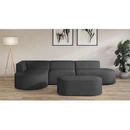 Ecksofa OTTO HOME "EIVIND Designer Sofa mit Ottomane rechts/links, B/T/H: 343/159/72 cm", grau (anthrazit), B:343cm H:72cm T:159cm, 100% Polyester, Sofas, Ecksofa, L-Form mit Wellenunterfederung, auch in Feincord und Boucl&eacute;