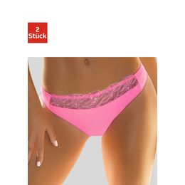 Slip Nuance, Damen, Gr. 44/46, 2 Stk., pink (pink, wei&szlig;), Obermaterial: 92% Polyester, 8% Elasthan, Unterhosen Slip, mit sch&ouml;ner Stickereispitze, Topseller