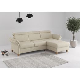 Ecksofa Home Affaire "Glendale, L-Form", sand, B:253cm H:84cm T:166cm, 100% Polyester, Sofas, Ecksofa, inkl. Kopfteilverstellung, wahlweise mit Vorziehsitz und Bettkasten