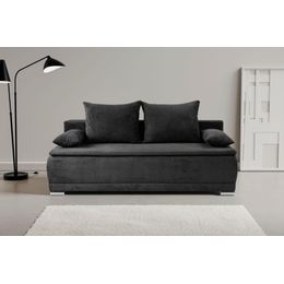 Schlafsofa WERK2 "Biggi komfortabel & elegant, Schlaffunktion, Bettkasten, Breite 206 cm", grau (anthrazit), B:206cm H:88cm T:91cm, 95% Polyester, 5% Nylon, Sofas, Schlafsofa, inkl. losen Kissen, Struktur weich ASTON, anthrazit