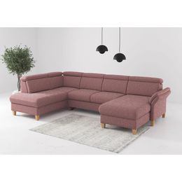 Wohnlandschaft Home Affaire "Glendale, U-Form", aubergine, B:321cm H:84cm T:193cm, 100% Polyester, Sofas, Wohnlandschaft, inkl. Kopfteilverstellung, wahlweise mit Vorziehsitz und Bettkasten