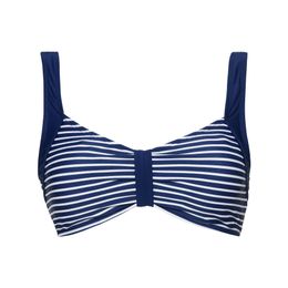 Balconette-Bikini-Top feel good, Damen, Gr. 42, Cup E, blau (marine, wei&szlig;), Elasthan, Polyamid, Bikini-Oberteile Balconette-Bikini-Top