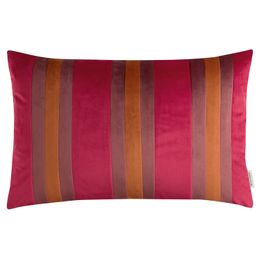 Dekokissen Tom Tailor HOME "Velvet Stripe", rot, B:60cm L:40cm, Obermaterial: 100% Polyester, Dekokissen_Sitzkissen_Kissenh&uuml;llen, Dekokissen, aus weichem Velvet