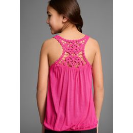 Tanktop Kidsworld "Viskose - Top", M&auml;dchen, Gr. 140/146, pink, Jersey, Obermaterial: 100% Viskose, unifarben, weit h&uuml;ftlang, Rundhals, Tops Tanktop, mit Spitzeneinsatz im R&uuml;cken