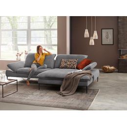 Ecksofa W.Schillig "enjoy&MORE, Designsofa, elegant und bequem, L-Form", grau (dolphin r66), B:294cm H:87cm T:185cm, Chenille-Flachgewebe R66 (85% Polyester, 15% Nylon);Longlife Xtra-Leder Z59: Glattleder mit modischer Pr&auml;gung. Hautst&auml;rke 0, 9 - 1, 1 mm;Stoff S37 (100% Polyester), Sofas, Ecksofa, Sitztiefenverstellung, F&uuml;&szlig;e schwarz pulverbeschichtet, Breite 294 cm