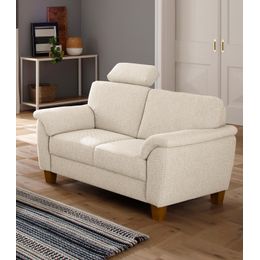 2-Sitzer Home Affaire "Texel", beige (natur), B:156cm H:87cm T:88cm, Struktur ( 100% Polyester);Struktur fein ( 100% Polyester);Luxus-Microfaser ALTARA NUBUCK (100% Polyester), Sofas, 2-Sitzer, mit Federkern und Kontrastnaht, F&uuml;&szlig;e Buche eichefarben