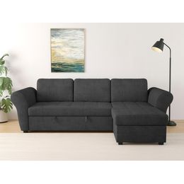 Ecksofa TRENDS BY HG "Lasse L-Form, B: 259 cm", d505 enjoy new 24 grafite, B:259cm H:85cm T:155cm, 92% Polyester;8% Nylon, Sofas, Ecksofa, mit Bettfunktion & Bettkasten