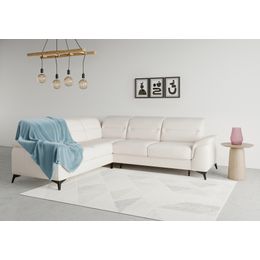Sit & More Ecksofa SIT & MORE "Sinatra L-Form", beige (creme), B:251cm H:85cm T:231cm, 100% Polyester, Sofas, Ecksofa, optinal mit Kopfteilverstellung und Armteilfunktion, Metallf&uuml;&szlig;e