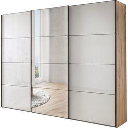 Schwebet&uuml;renschrank Wiemann "Phoenix, Made in Germany, modernes Design, Highlight, Blickfang", bianco, eiche, nachbildung, B:295cm H:236cm T:67cm, Schr&auml;nke, Schwebet&uuml;renschrank, maximaler Staurraum, inkl.Einlegeb&ouml;den, W&auml;scheb&ouml;den u. D&auml;mpfer