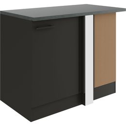 Eckunterschrank Optifit "Palma", schwarz (anthrazit, anthrazit, anthrazit), B:100cm H:84,8cm T:60cm, Holzwerkstoff, Schr&auml;nke, Eckunterschrank, Breite 100 cm, zur Weitergestaltung mit einem Geschirrsp&uuml;ler