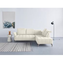 Ecksofa Home Affaire "Fresh L-Form", wei&szlig;, B:260cm H:79cm T:220cm, 98% Polyester 2% Polyamid, Sofas, Ecksofa, Federkern, wahlweise Kopfteilverstellung und motorischer Vorziehsitz