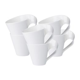 Villeroy & Boch Becher VILLEROY & BOCH "Caff&egrave; Becher mit Henkel NewWave 250 ml 6er Set wei&szlig;", wei&szlig;, Porzellan, Trinkgef&auml;&szlig;e, Becher