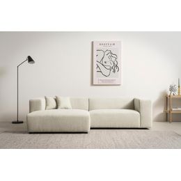 Ecksofa Home Affaire "BAKELS, L-Form in Cord oder Boucle-Stoff, moderne Couch", beige (elfenbein), B:267cm H:66cm T:163cm, Sofas, Ecksofa, wahlweise Recamiere rechts/links, bequemer Sitzkomfort