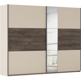 Schwebet&uuml;renschrank Rauch "Kleiderschrank Schrank Garderobe Schlafzimmerschrank SAJO", beige (champagner, atlantic oak dunkel), B:261cm H:210cm T:59cm, Holzwerkstoff, Schr&auml;nke, Schwebet&uuml;renschrank, in 2 Breiten (218, 261 cm) optional mit Spiegel MADE IN GERMANY