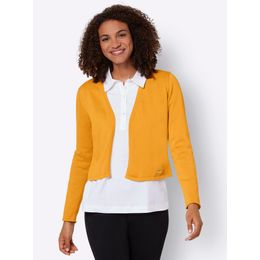 Bolero Casual Looks, Damen, Gr. 42, gelb (ocker), 100% Baumwolle, unifarben, Strickjacken Bolero