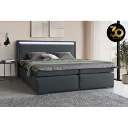 Boxspringbett Collection AB "30 Jahre Jubil&auml;ums-Modell Athena", grau (anthrazit), B:193cm L:208cm, Holzwerkstoff, Spanplatte, Komplettbetten, Boxspringbett, in H2,H3 & H4, wahlweise mit LED-Leiste