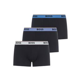 Trunk BOSS, Damen, Gr. S, 3 Stk., open blau 461, Jersey, Obermaterial: 95% Baumwolle, 5% Elasthan, unifarben, k&ouml;rpernah, Unterhosen Trunk, aus Stretch-Baumwolle mit Logo-Bund, mittlere Bundh&ouml;he