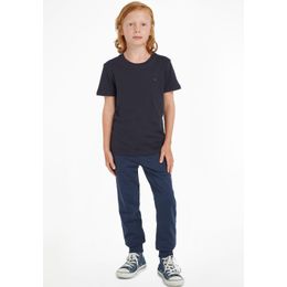 T-Shirt Tommy Hilfiger "BOYS BASIC CN KNIT", Jungen, Gr. 8/128, blau (marine), Obermaterial: 100% Baumwolle, Basic schmal, Rundhals, Shirts T-Shirt