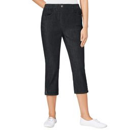 Caprijeans Classic Basics, Damen, Gr. 40, Normalgr&ouml;&szlig;en, schwarz (schwarz, denim), 78% Baumwolle, 20% Polyester, 2% Elasthan, unifarben, 3/4-L&auml;nge, Jeans Caprijeans
